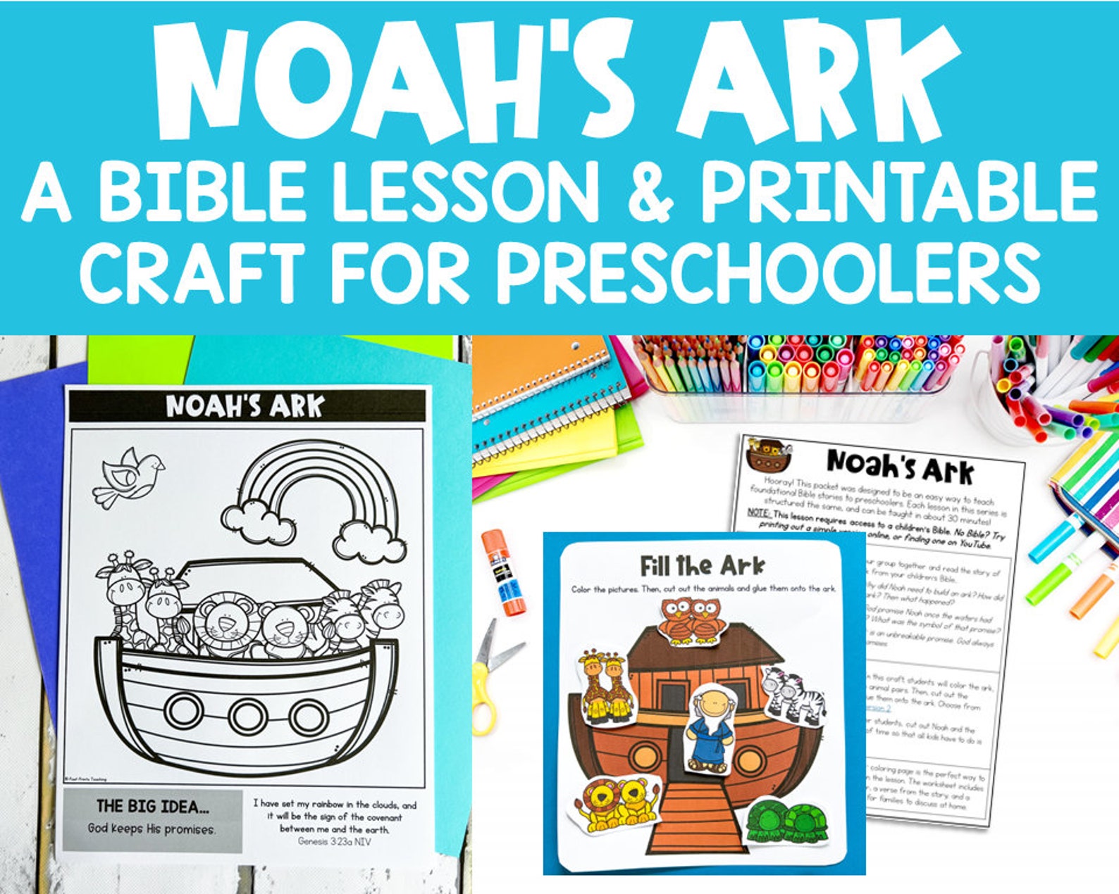 Noah's Ark Preschool Bible Lesson Printable Craft for - Etsy