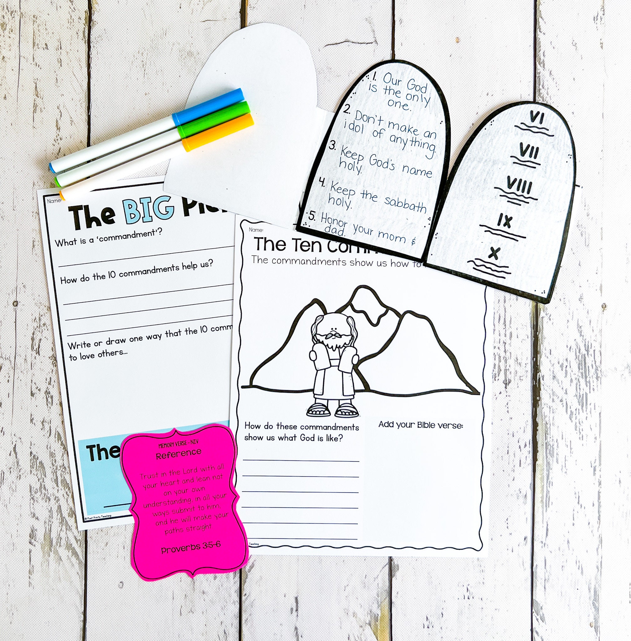 The 10 Commandments, Printable Bible Craft and Lesson for Kids, Sunday ...
