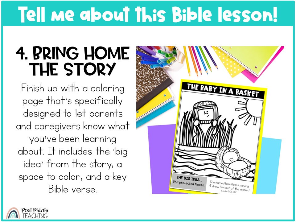 Birth of Moses Preschool Bible Lesson, Printable Activities for Sunday ...