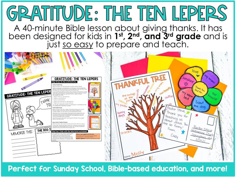 Thanksgiving Bible Lesson for Kids, Printable Bible Craft for Bigger ...