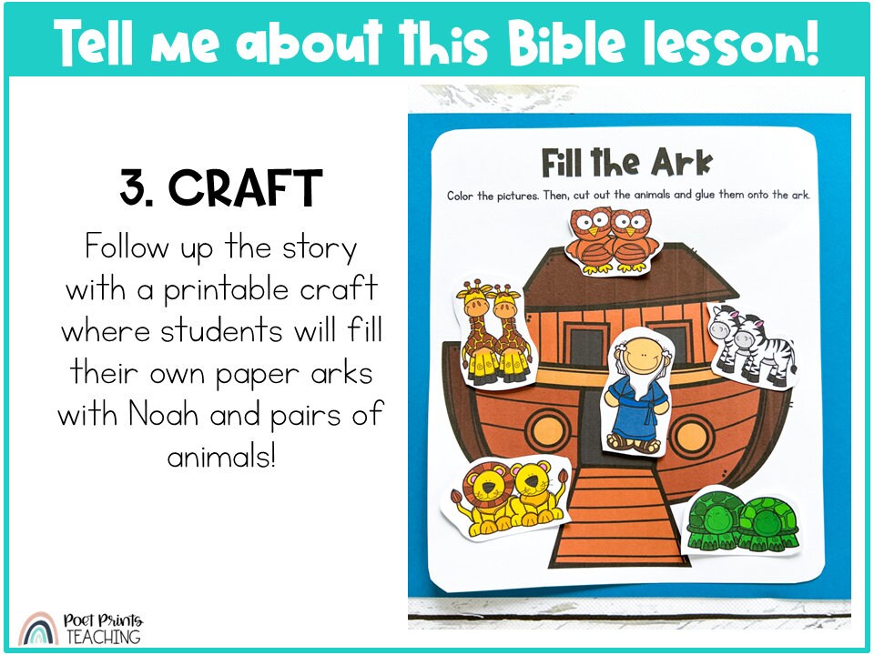 Noah's Ark Preschool Bible Lesson, Printable Craft for Prek Sunday ...