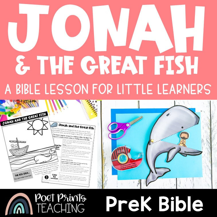 Jonah Preschool Bible Lesson, Printable Activities for Prek Sunday ...