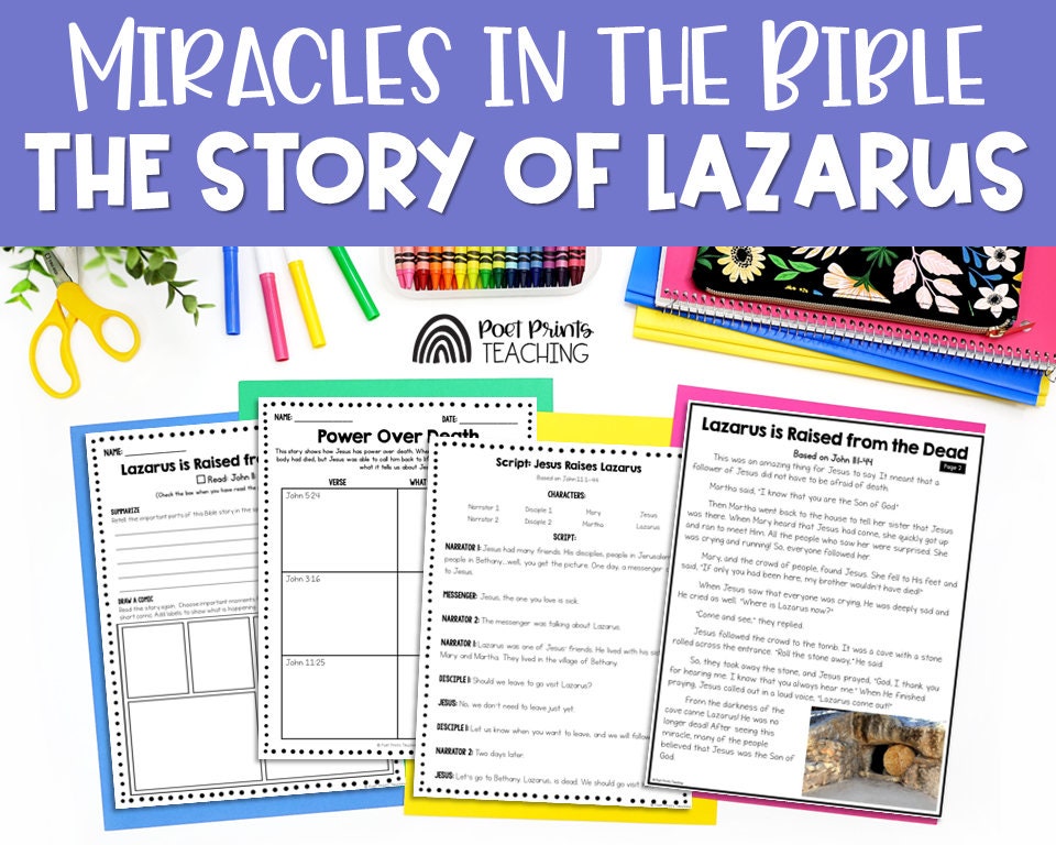Lazarus, Miracles of Jesus Sunday School Lesson, Bible for Kids ...