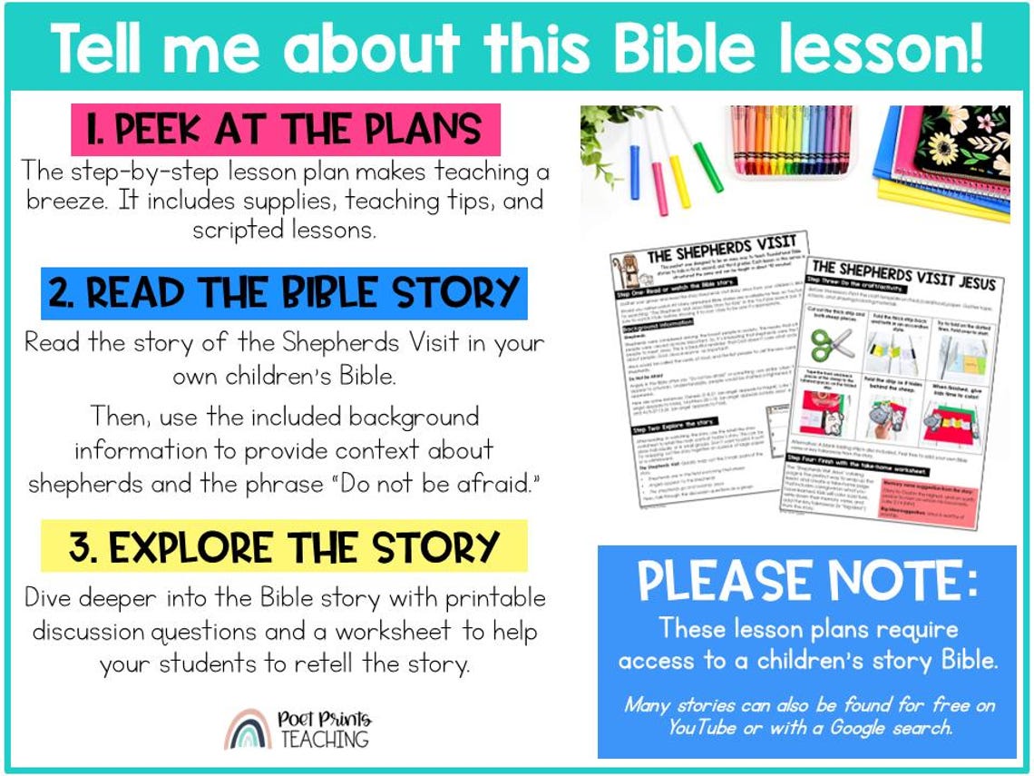 The Shepherds and Angels Christmas Bible Lesson for Kids, Printable ...