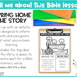 Miracles of Jesus, Disciples Catch Fish, Printable Bible Craft and ...