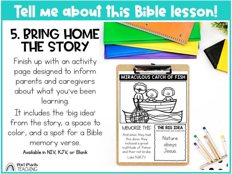Miracles of Jesus, Disciples Catch Fish, Printable Bible Craft and ...