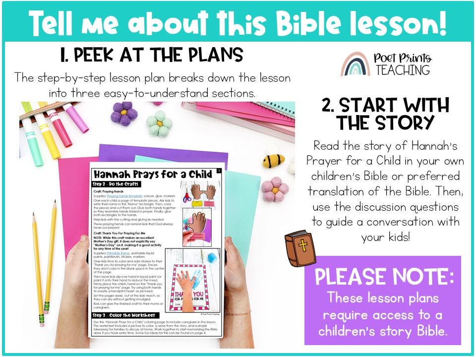 Mother's Day Bible Lesson: Hannah Prays Craft for Preschool (printable ...