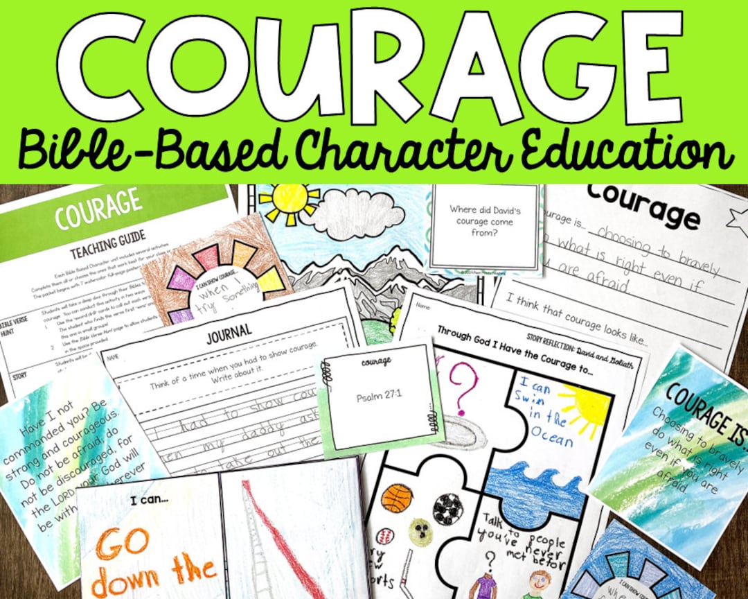 Courage Bible Lessons for Kids, Printable Character Education Sunday ...