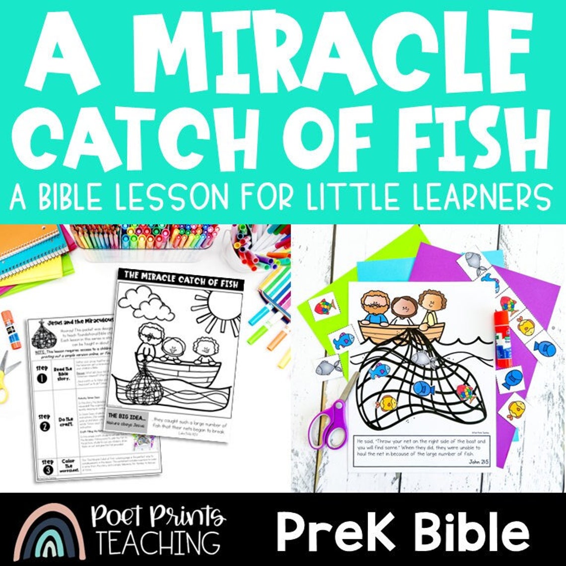 Miracles of Jesus for Preschool, A Miracle Catch of Fish, Printable ...