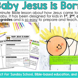 Baby Jesus is Born Christmas Bible Lesson for Kids, Printable Craft and ...