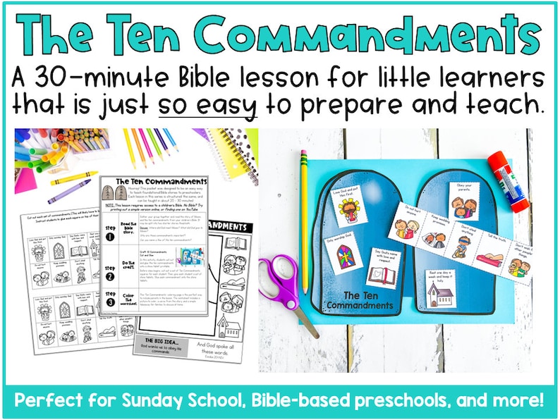 The Ten Commandments Preschool Bible Lesson, Printable Activities for ...