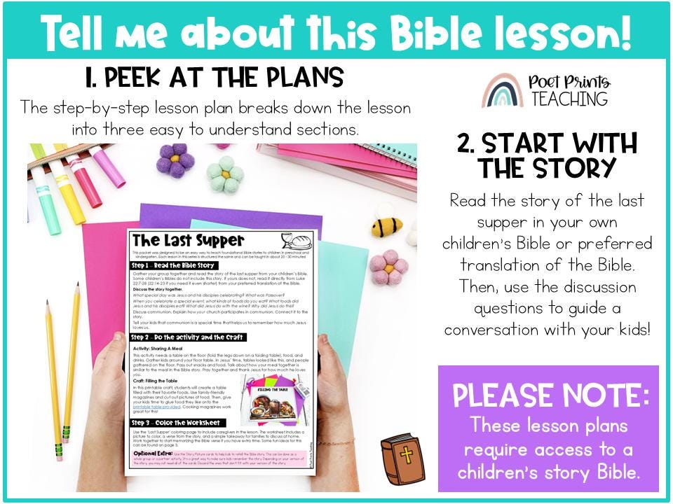 The Last Supper, Preschool Bible Lesson and Printable Craft for Easter ...