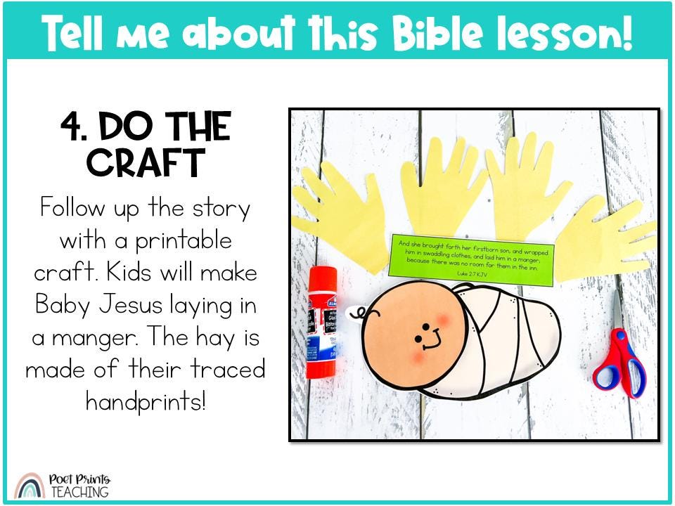 Baby Jesus is Born Christmas Bible Lesson for Kids, Printable Craft and ...