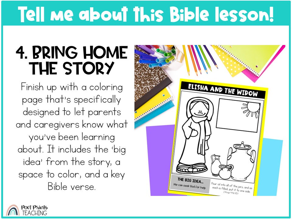 Elisha and the Widow Preschool Bible Lesson, Printable Activities for ...