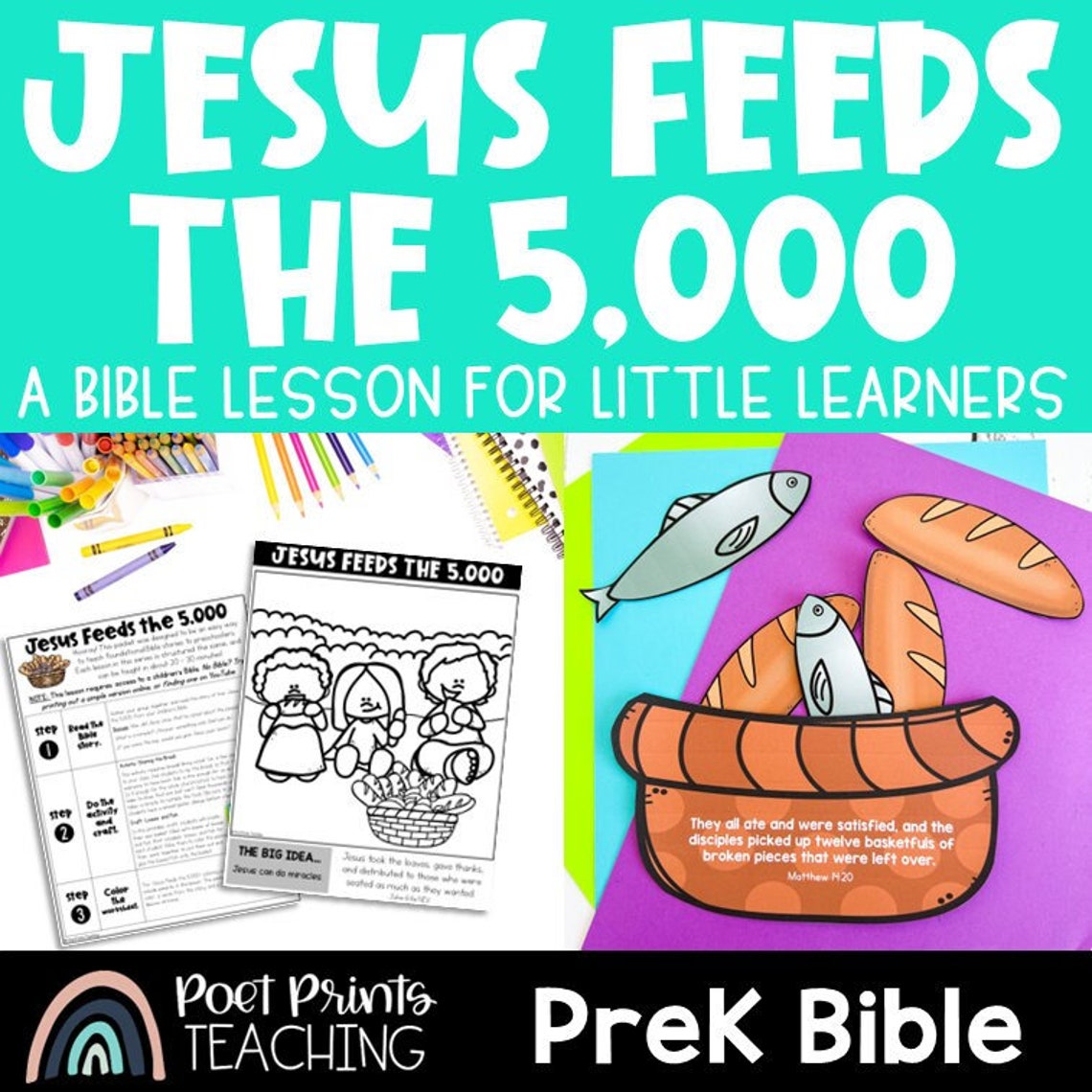 Jesus Feeds the 5,000 Printable Bible Craft and Lesson About Miracles ...