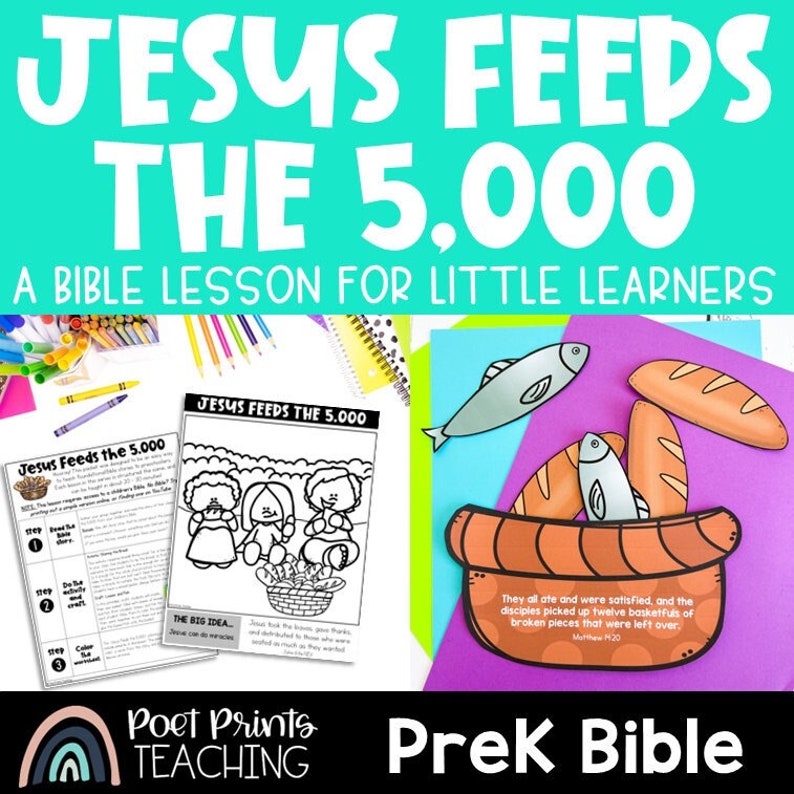 Jesus Feeds the 5,000 Printable Bible Craft and Lesson About Miracles ...