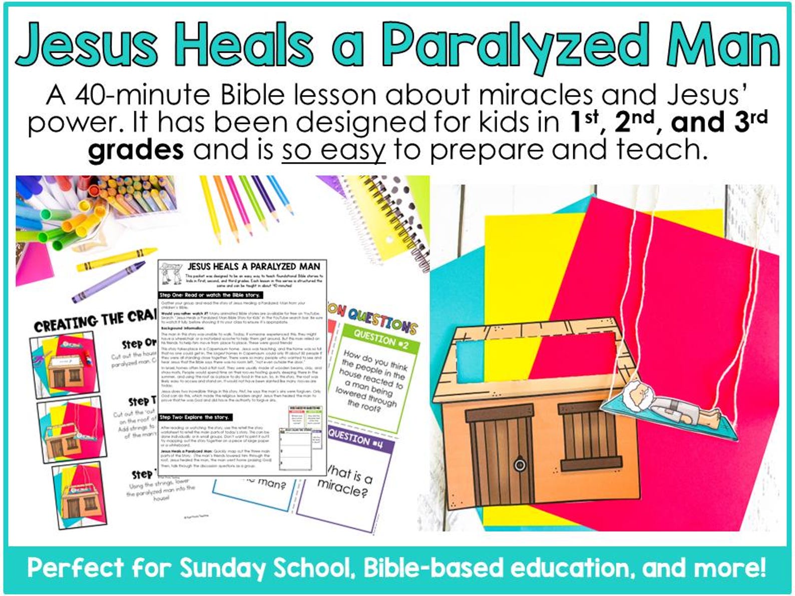 Jesus Heals a Paralyzed Man, Miracles in the New Testament, Printable ...