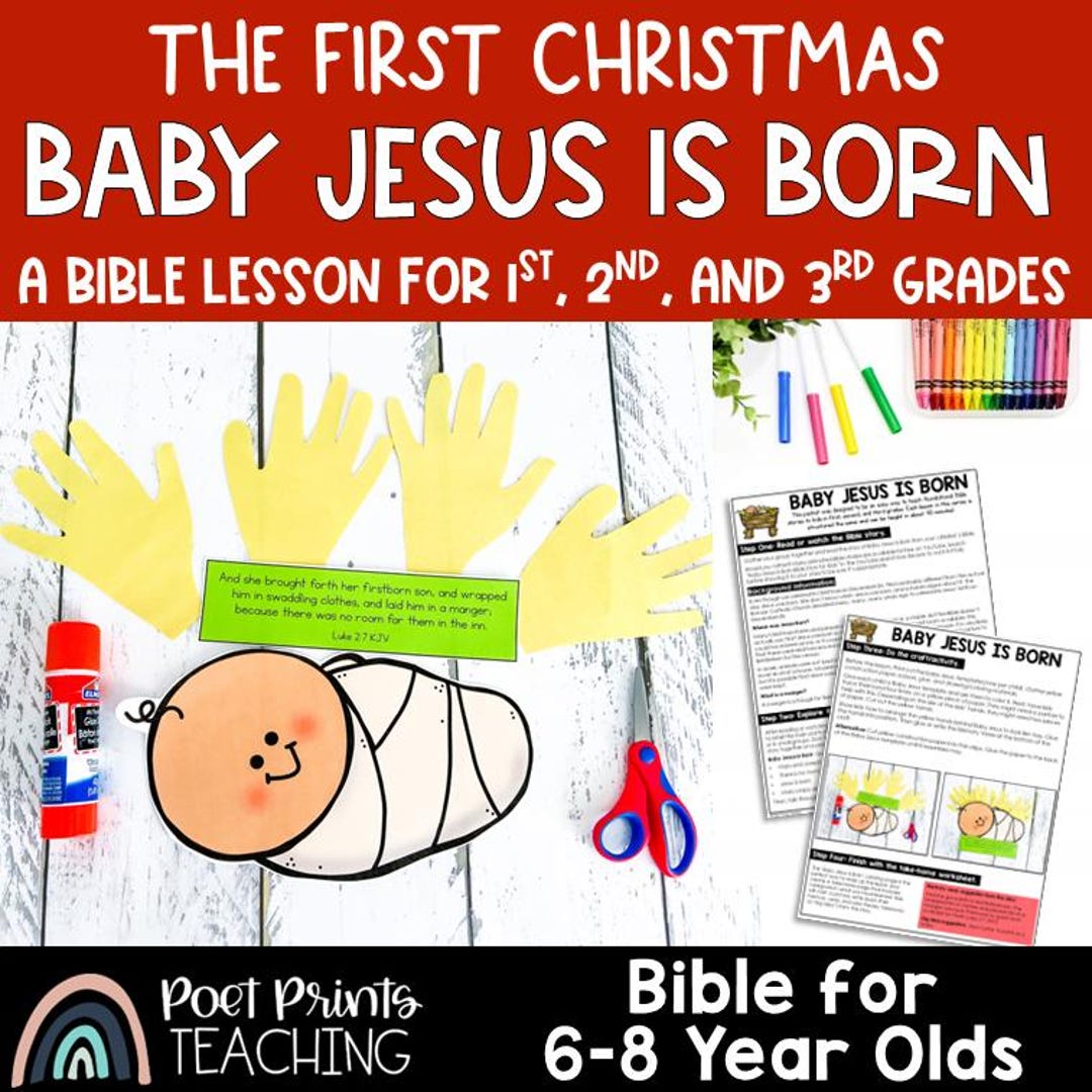 Baby Jesus is Born Christmas Bible Lesson for Kids, Printable Craft and ...