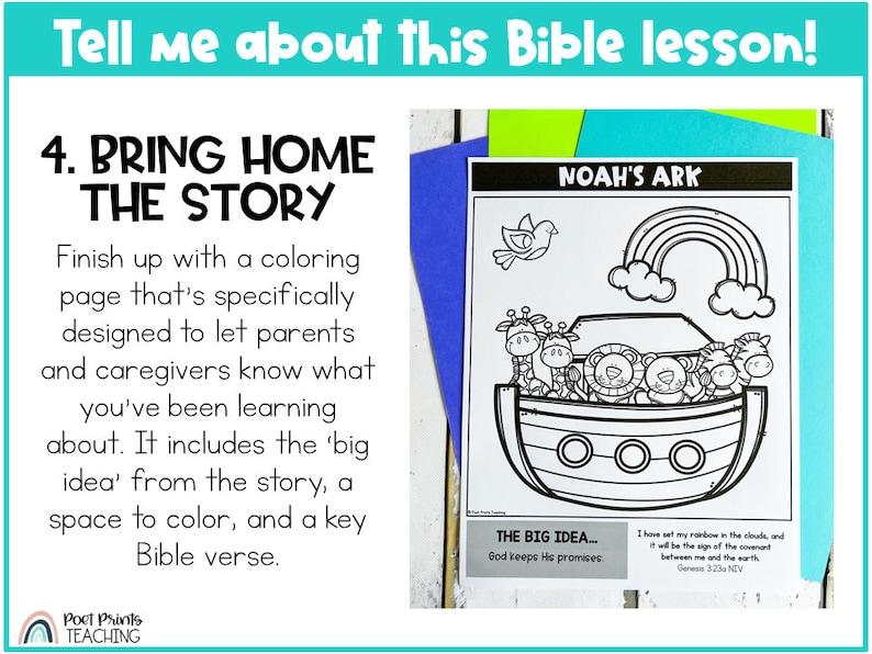 Noah's Ark Preschool Bible Lesson, Printable Craft for Prek Sunday ...