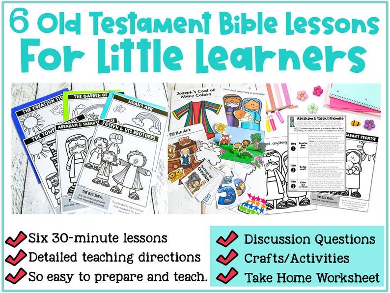 Old Testament Bible Stories, 6 Printable Bible Lessons for Preschool ...