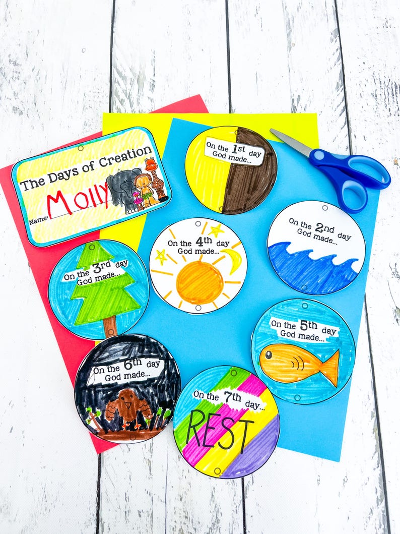 Days of Creation, Printable Bible Lesson for Bigger Kids in 1st, 2nd ...