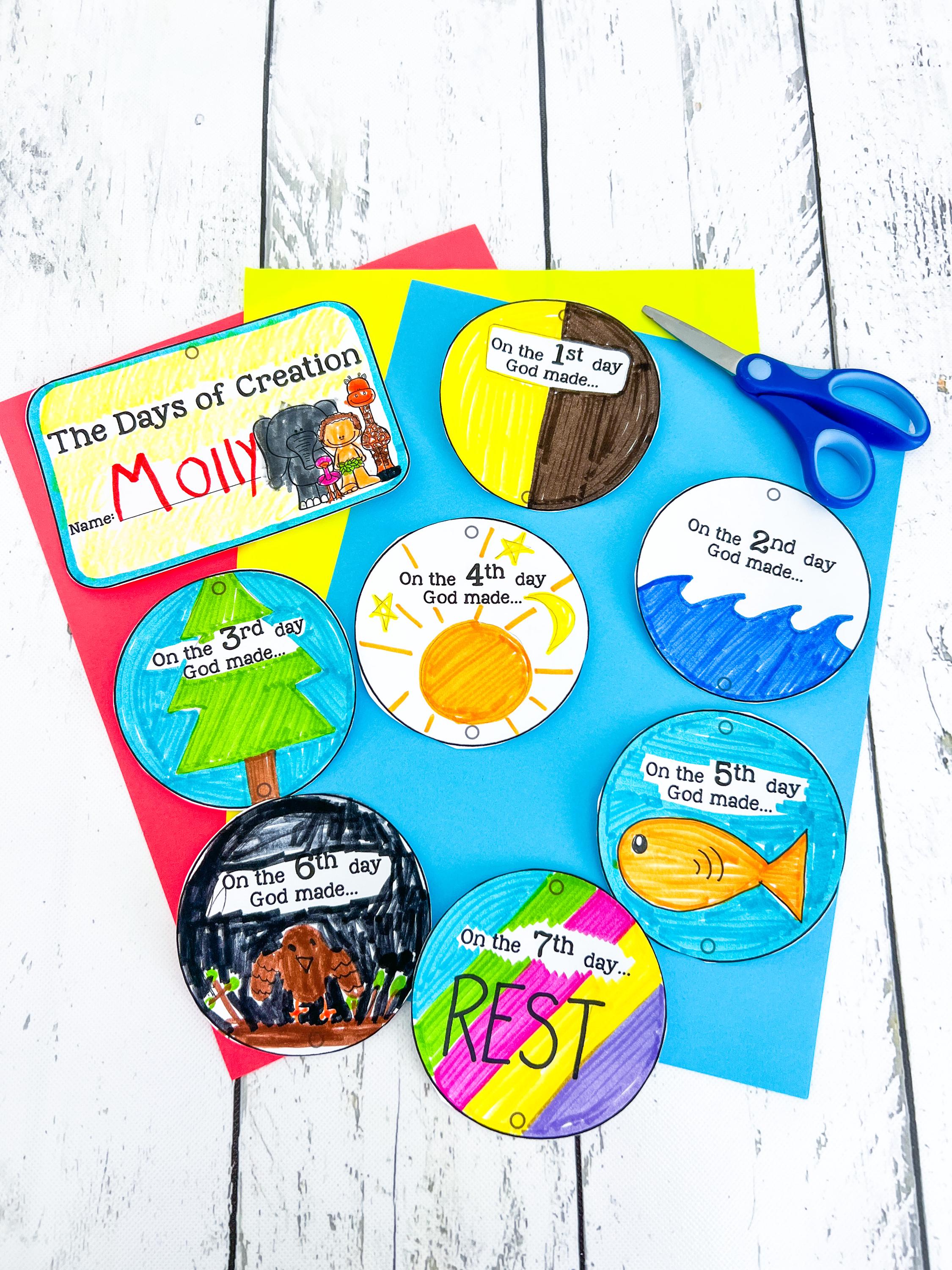 Days of Creation, Printable Bible Lesson for Bigger Kids in 1st, 2nd ...