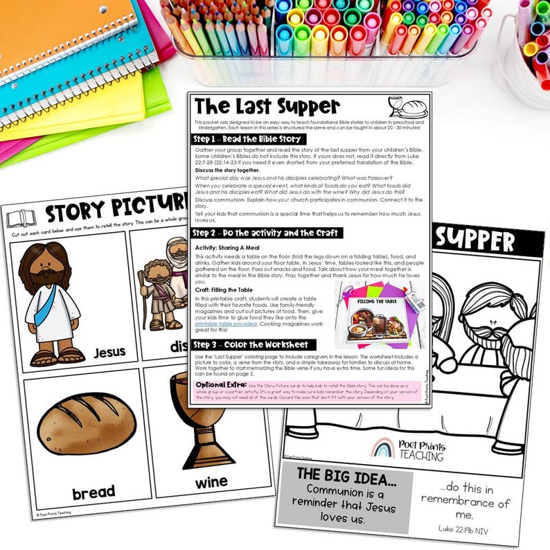 The Last Supper, Preschool Bible Lesson and Printable Craft for Easter ...