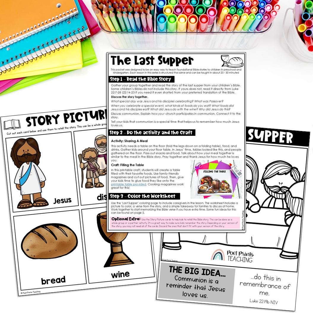 The Last Supper, Preschool Bible Lesson and Printable Craft for Easter ...
