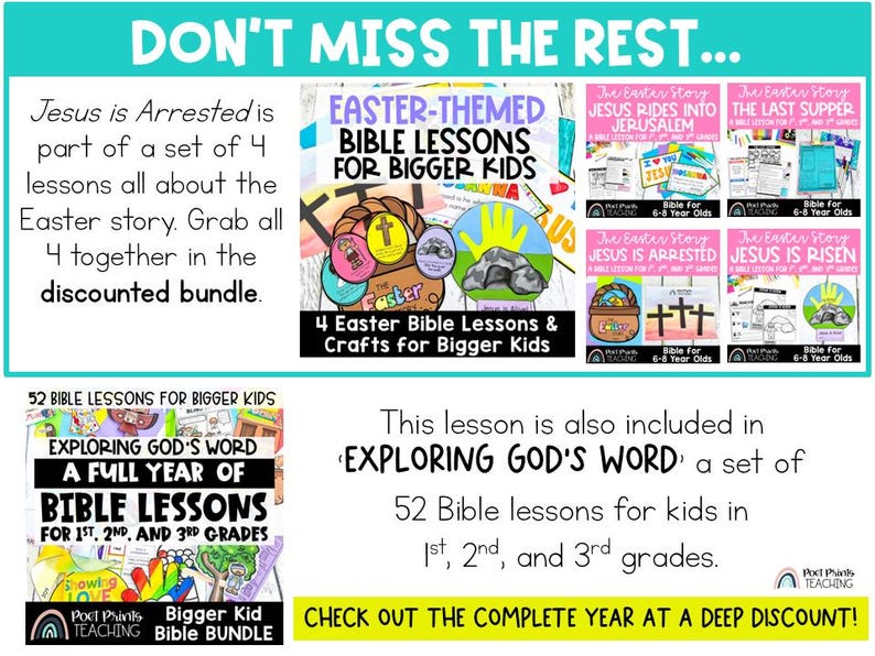Easter Bible Lesson: Jesus Arrested, Story Craft & Activity (PDF) - Etsy