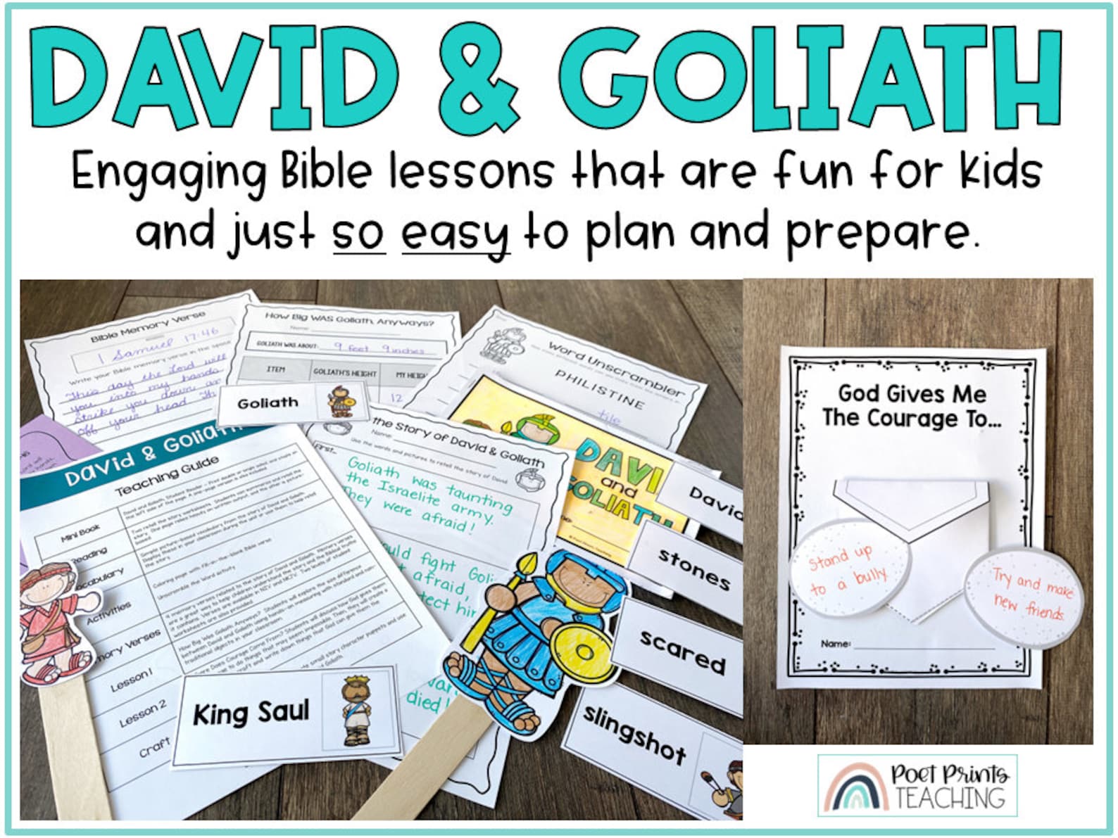 David and Goliath Printable Bible Lesson for Kids, Sunday School ...