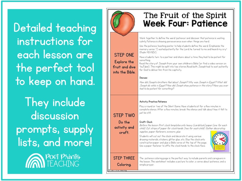 Fruit of the Spirit Bible Lesson for Kids, 9 Printable Bible Crafts and ...