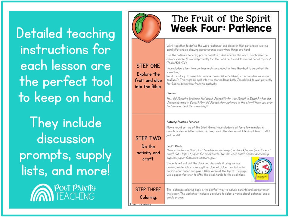 Fruit of the Spirit Bible Lesson for Kids, 9 Printable Bible Crafts and ...