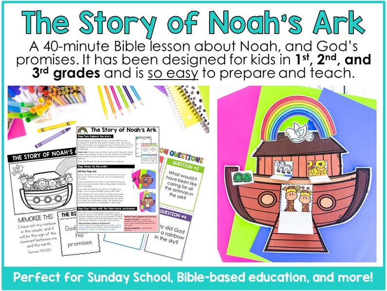 Noah's Ark, the Great Flood Printable Bible Lesson for Bigger Kids in ...