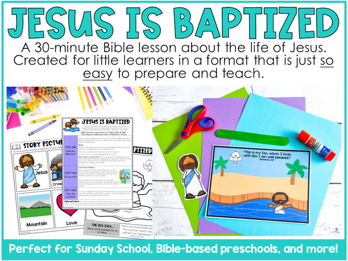 Jesus is Baptised, Printable Bible Craft and Lesson for Preschool and ...