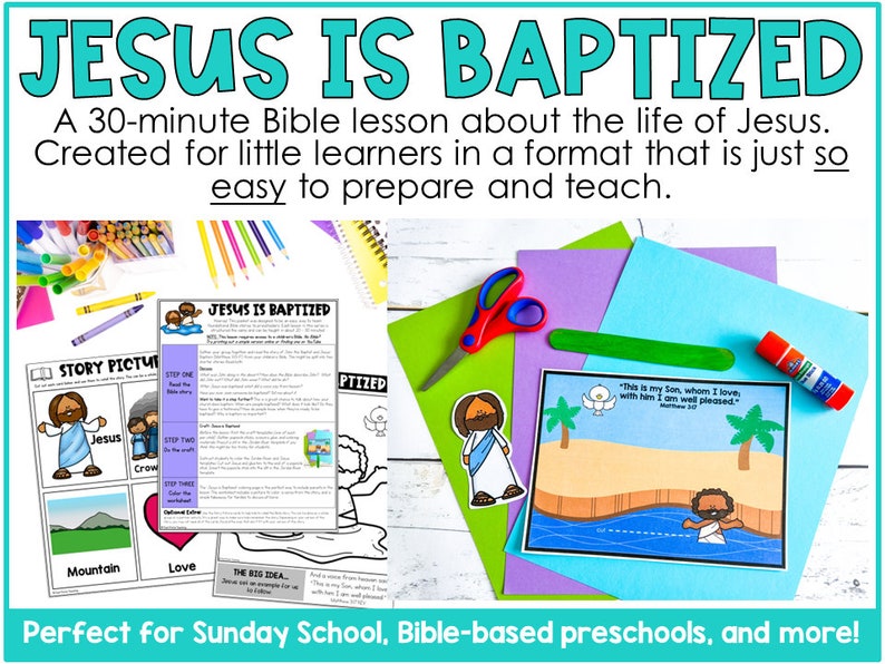 Jesus is Baptised, Printable Bible Craft and Lesson for Preschool and ...