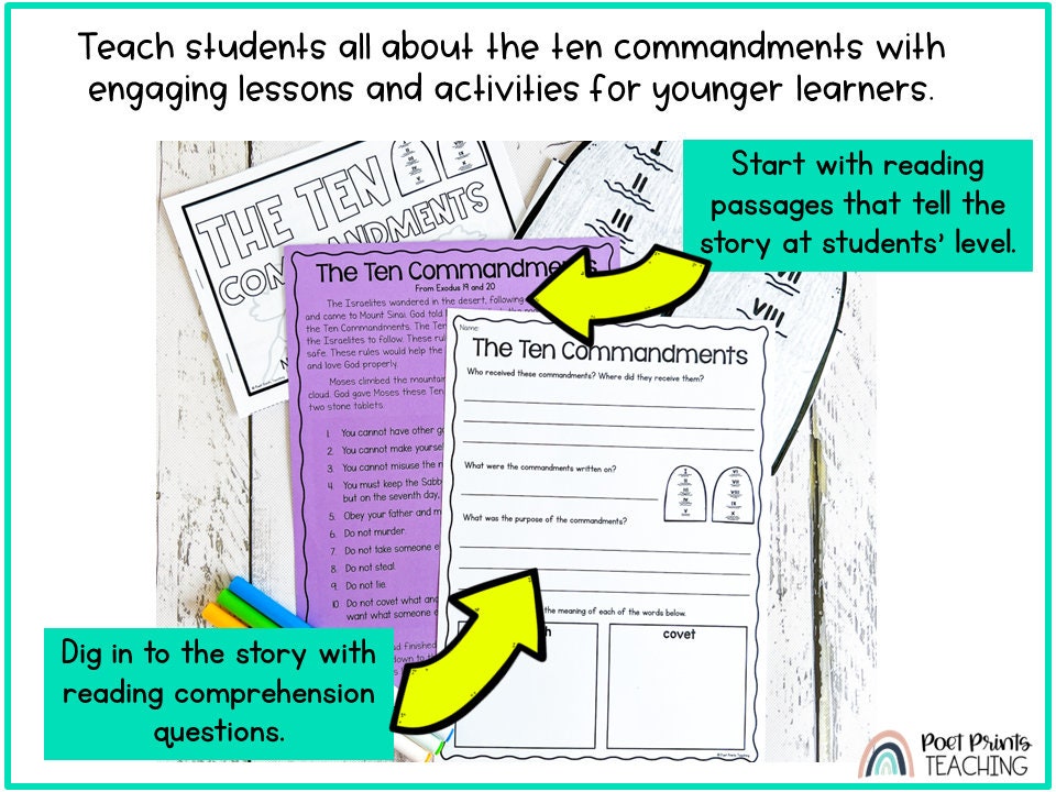 The 10 Commandments, Printable Bible Craft and Lesson for Kids, Sunday ...