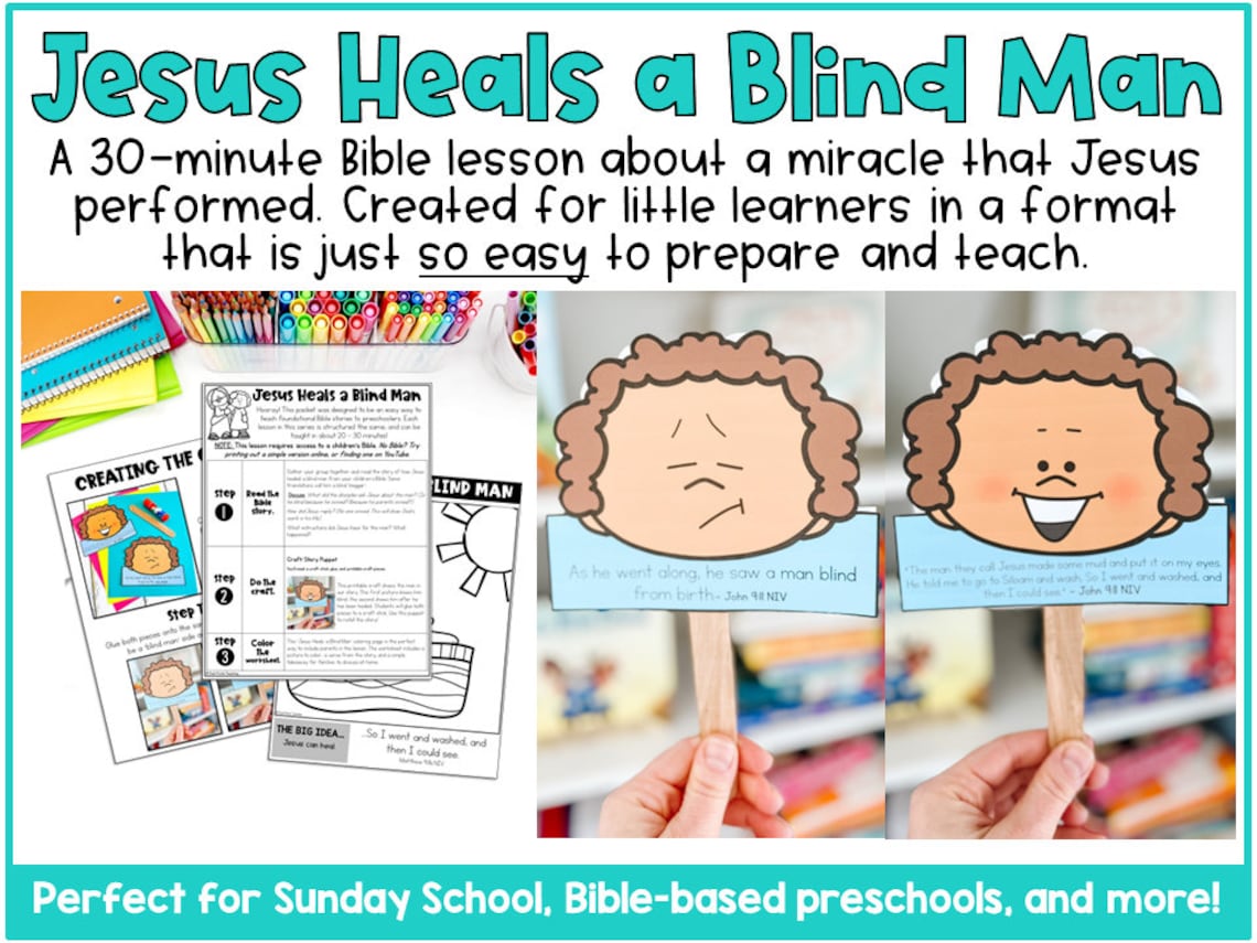 Jesus Heals a Blind Man Printable Bible Craft and Lesson About Miracles ...