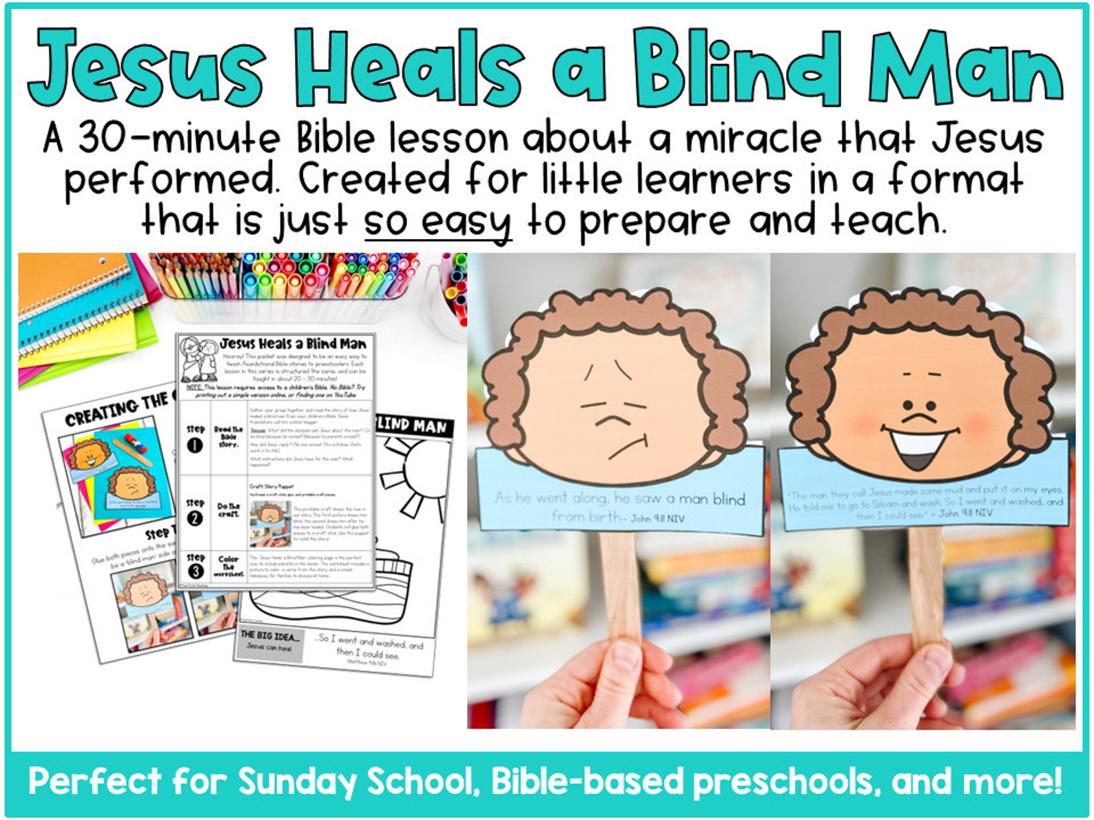 Jesus Heals a Blind Man Printable Bible Craft and Lesson About Miracles ...