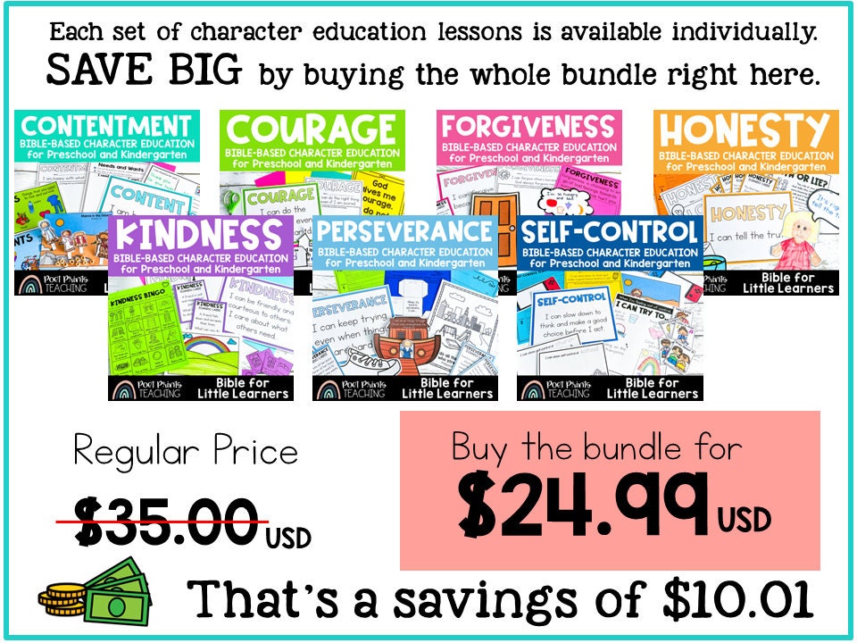 Character Education Bible Lessons for Preschool and Kindergarten, SEL ...