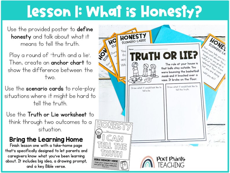 Honesty Bible Lessons for Preschool, Printable Craft and Activity About ...