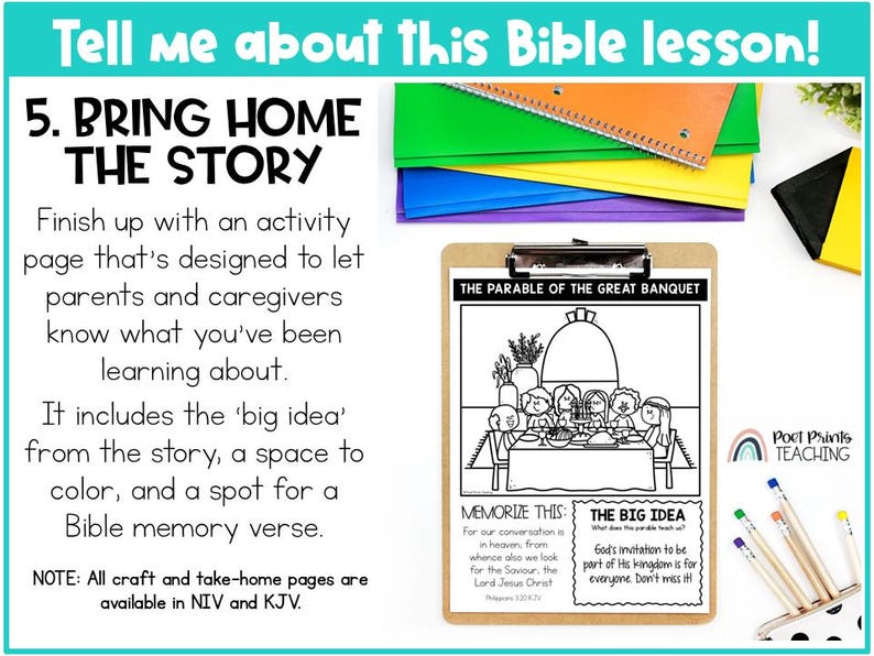 The Parable of the Great Banquet (printable PDF) Bible Lesson and Craft ...