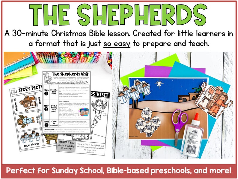 The Shepherds and Angels Preschool Bible Lesson, Printable Craft and ...