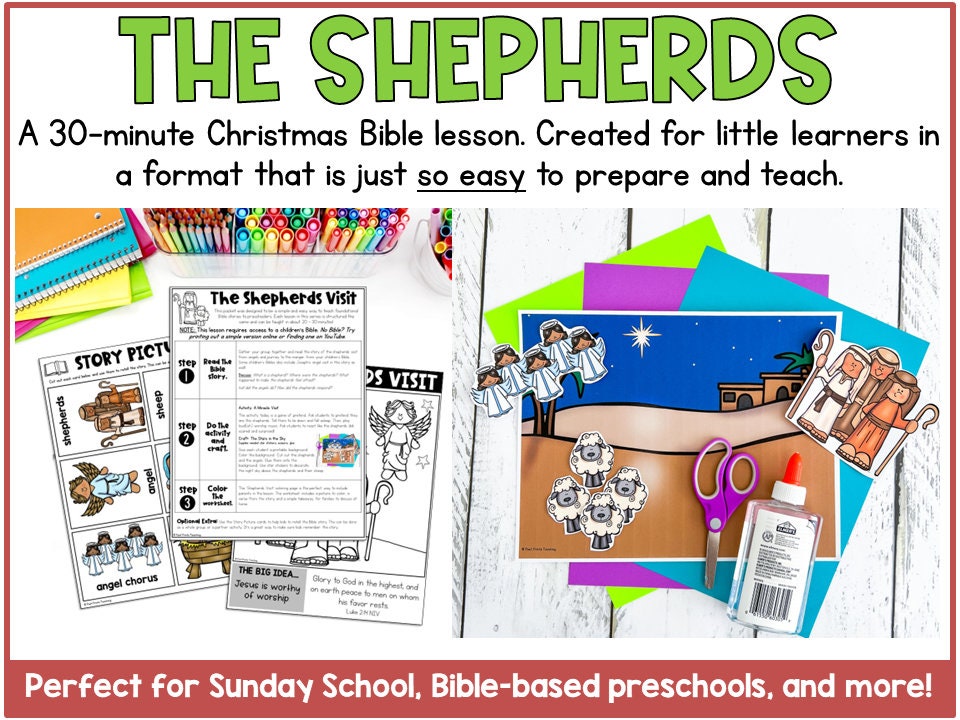 The Shepherds and Angels Preschool Bible Lesson, Printable Craft and ...