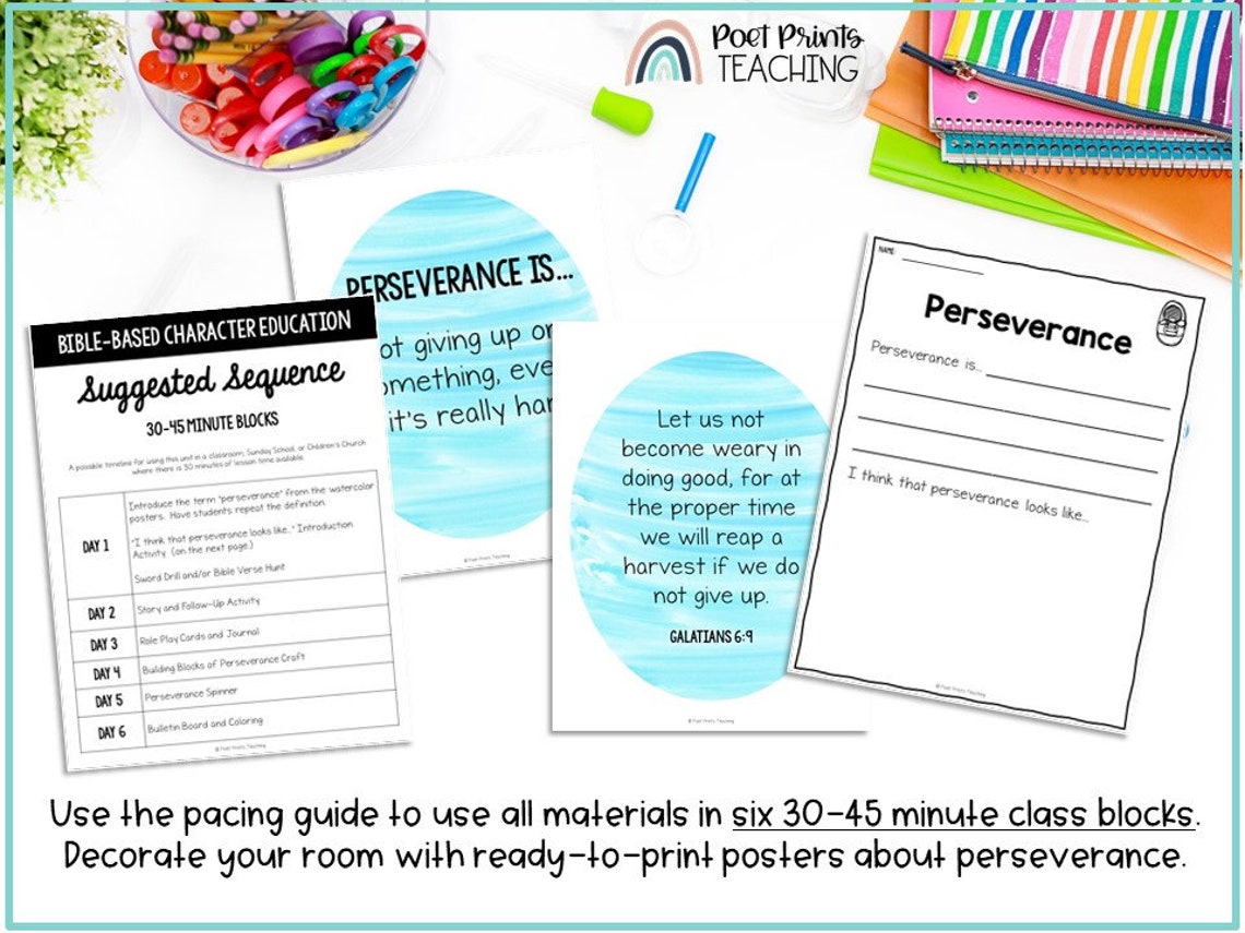 Perseverance Bible Lessons for Kids Printable Character - Etsy