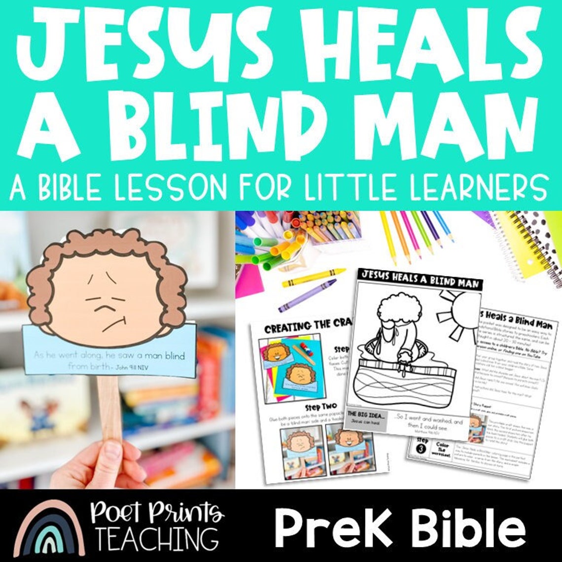 Jesus Heals a Blind Man Printable Bible Craft and Lesson About Miracles ...