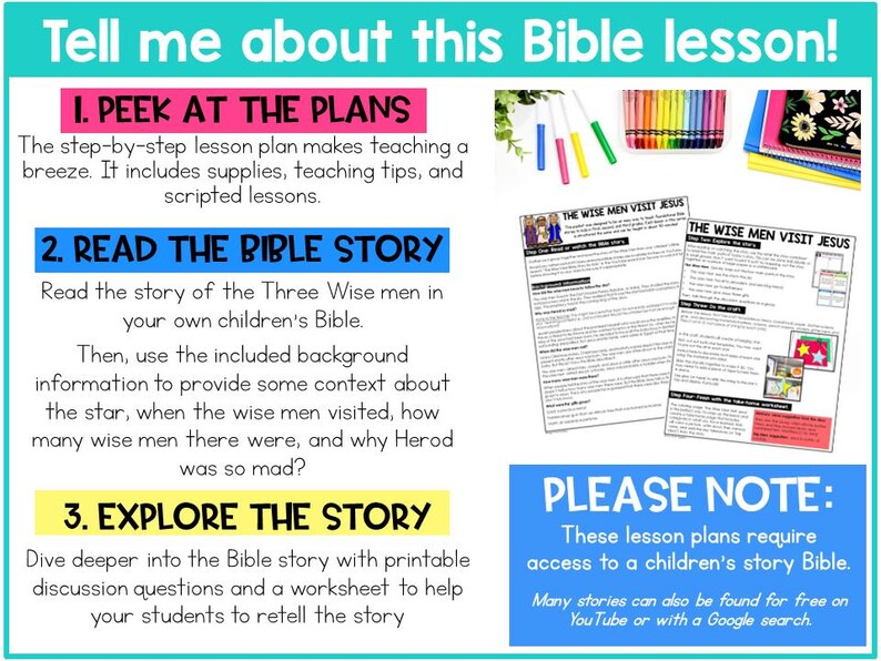 The Wise Men Visit Jesus Christmas Bible Lesson for Kids, Printable ...
