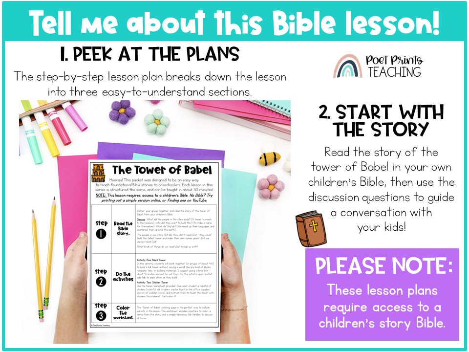 Tower of Babel Preschool Bible Lesson, Printable Activities for Prek ...