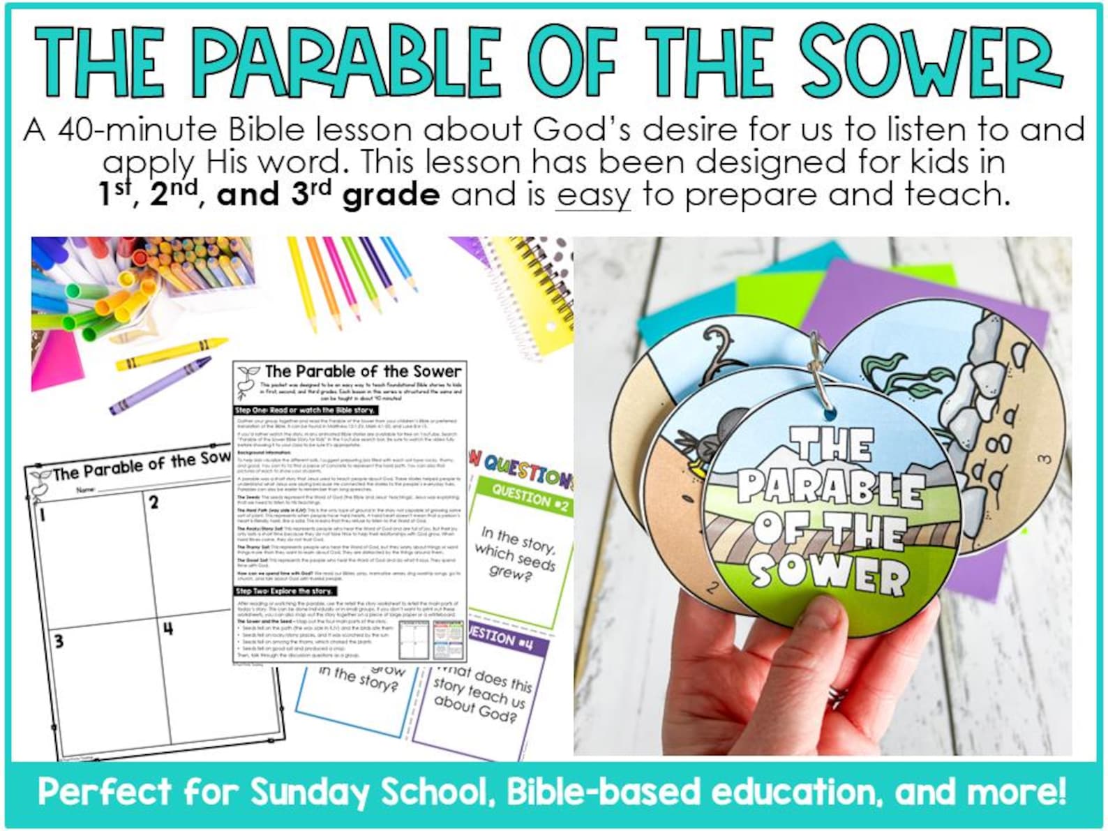 The Parable of the Sower Bible Lesson, Printable Bible Story Craft and ...