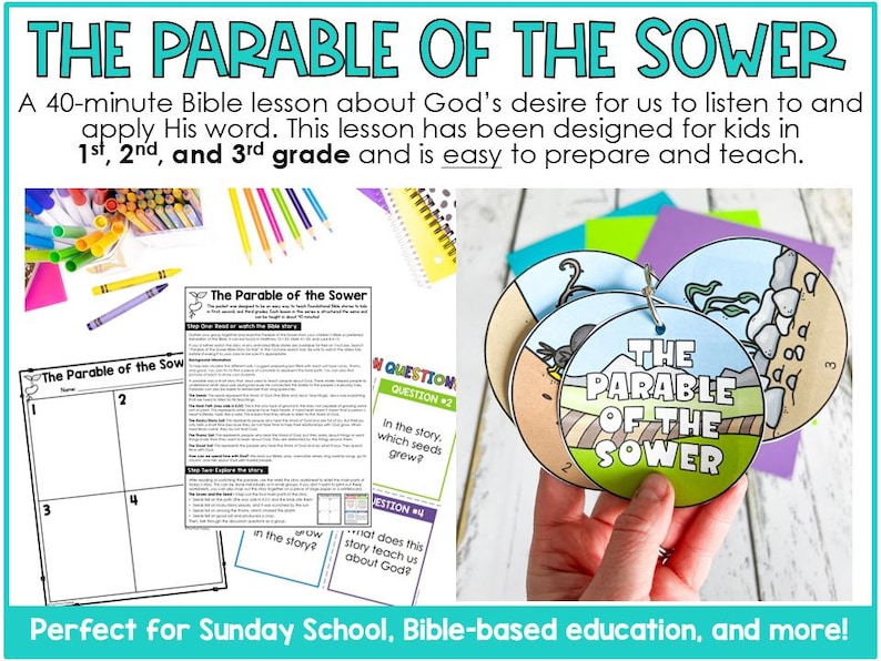 The Parable of the Sower Bible Lesson, Printable Bible Story Craft and ...