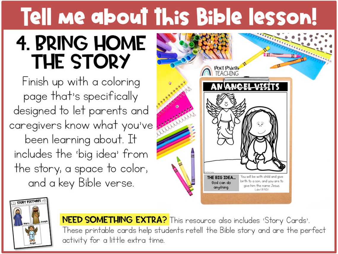 An Angel Visits Mary, Christmas Bible Lesson for Preschool, Printable ...